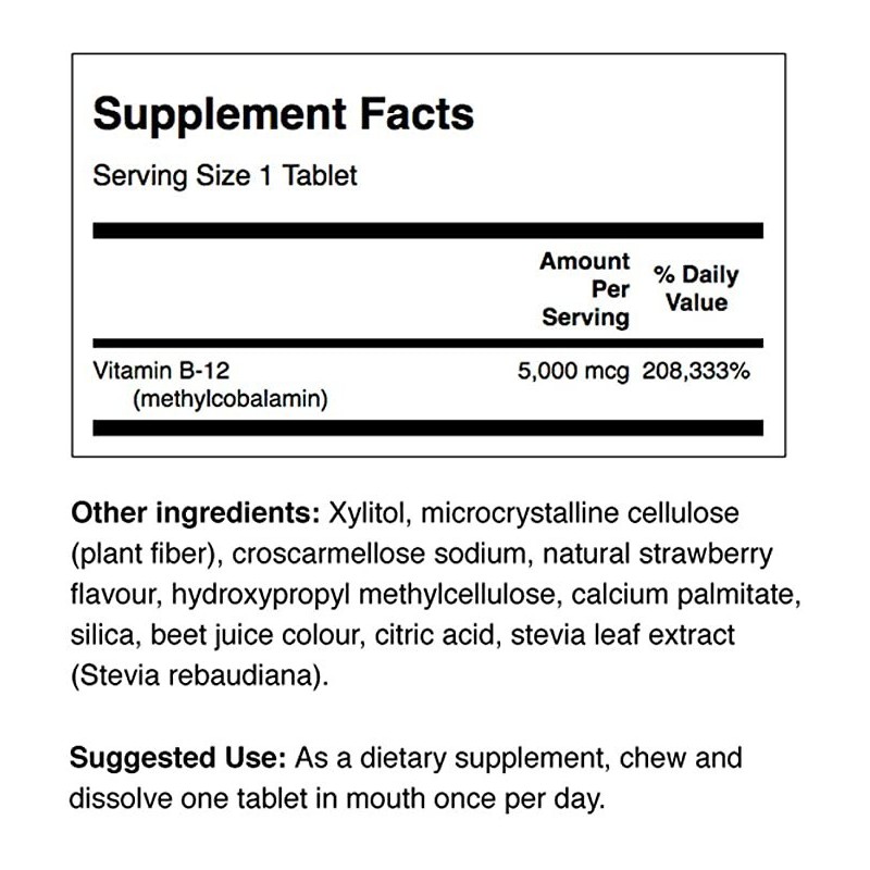 Vitamin B12 - Methylcobalamin - 5000mcg - 60 tablete, Swanson | Pret ...
